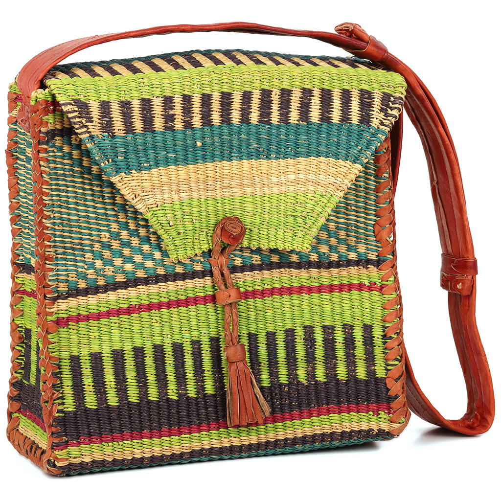 Messenger Bag - Fair Trade Bolga basket from Ghana