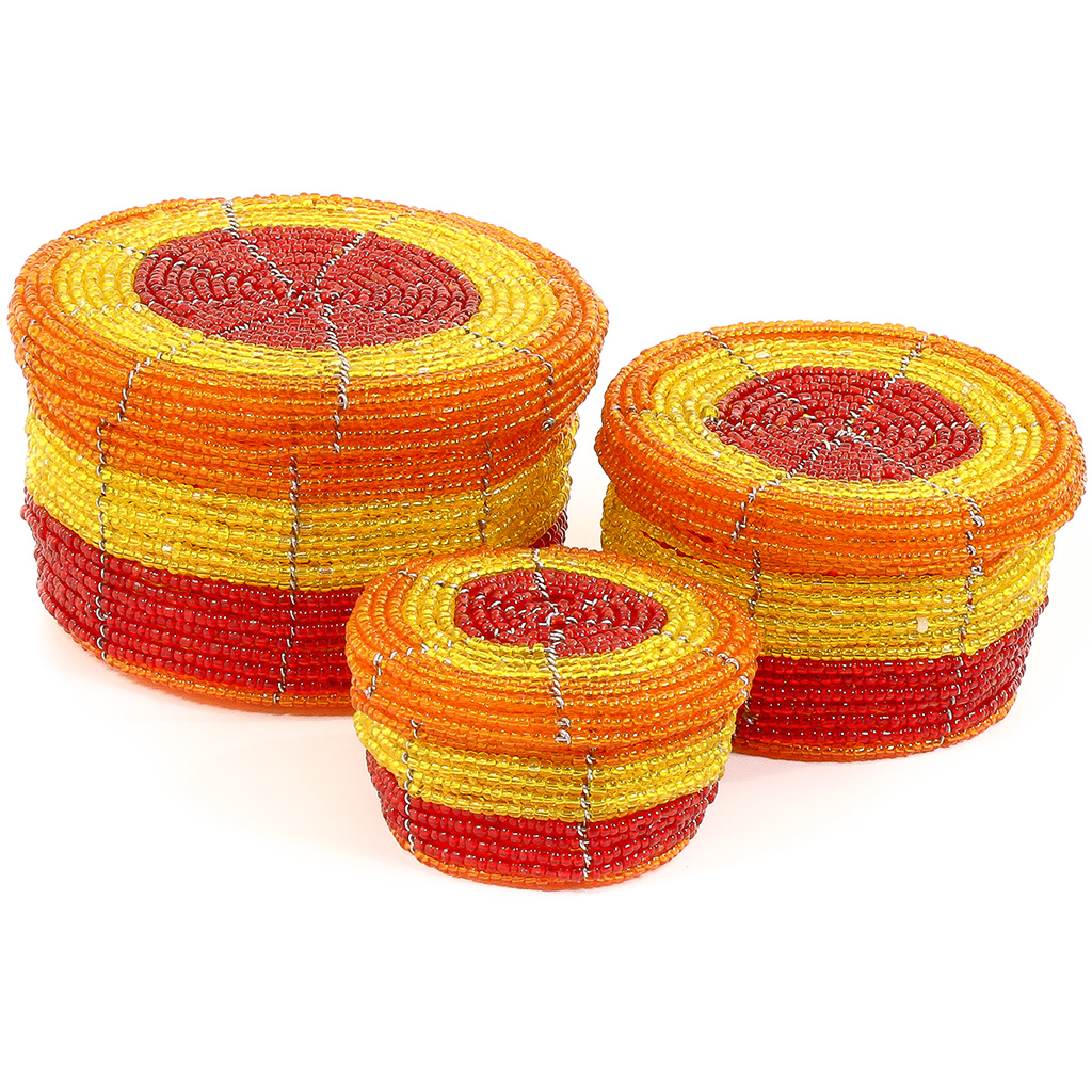 Set of 3 Round Nesting Boxes - Fair Trade African basket from Kenya